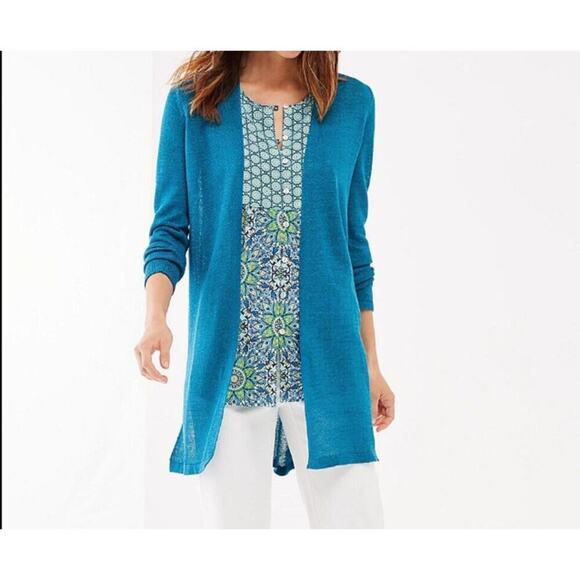 J. Jill | Sweaters | Jjill Linen Blend Long Cardigan Open Front Light ...